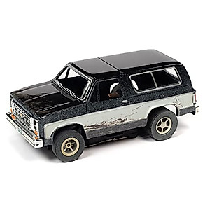 Auto World Xtraction 1977 Chevrolet Blazer Black/White HO Scale Slot Car