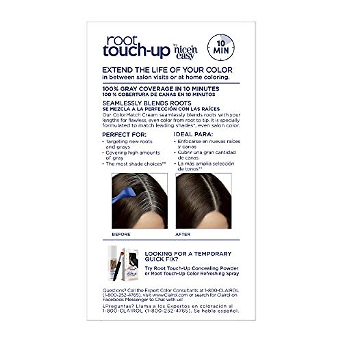 Clairol Root Touch-Up by Nice'n Easy Permanent Hair Dye, 4 Dark Brown Hair Color, (Pack of 2)