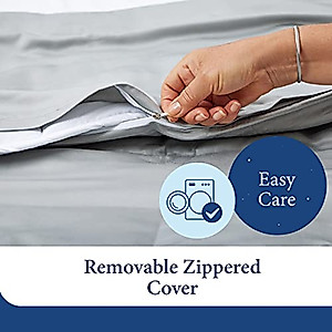 Cosy House Collection Adult Weighted Blanket (60" x 80", 15 Lbs) & 100% Rayon Derived from Bamboo Removable Cover - Queen Size Heavy Blanket with Premium Glass Beads - Grey