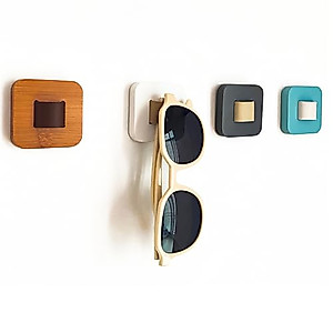 FINDAMAZE 2pcs Wood Sunglasses Organizer Sunglasses Holder Wall Mounted Eyeglasses Storage Glasses Display stand (White)