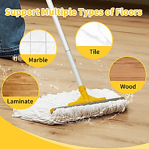 Commercial Industrial Mop for Floor Cleaning, String Wet Mop Heavy Duty Cotton Mop ,59inch Handle ,Add Extra One Mop Head