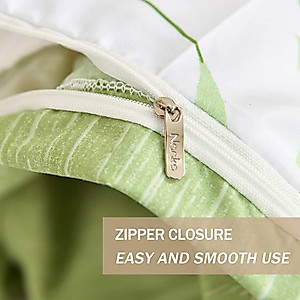 Nanko King Size Duvet Cover Set, Green Floral/Flower Leaf Bird Print Pattern, 3pc 104x90 Microfiber Comforter Quilt Bedding Cover with Zip Ties - Spring Modern Farmhouse for Men and Women Teen Girl