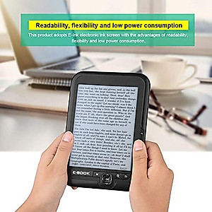 6'' Portable E-Paper with 800x600 Resolution+Audio Player, E-Reader E-Book Reader with Electronic Ink Screen Available in 29 Languages with A Pair of Headphone and Leather Case, 16/8/4GB(Black 8G)