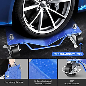 DNA MOTORING 4-Pack Tire Wheel Dolly Vehicle Wheels Dollies Movers Skates Car Tire Repair Slide Tools, 6000 lbs Capacity, Blue, TOOLS-00299