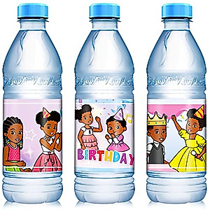 24Pcs Water Bottle Labels for Kids Birthday Party Supplies, 3 Styles 8.5” x 2” Water Bottle Labels, Self-Adhesive Waterproof Water Bottle Labels for Kids Girls Boys Birthday Party Decorations