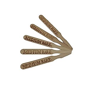 KingSeal 3.5 Inch Natural Birch Wood Steak Markers, Heat Stamped, MED Rare, Eco Friendly, Bulk Pack - 500 Count Per Box