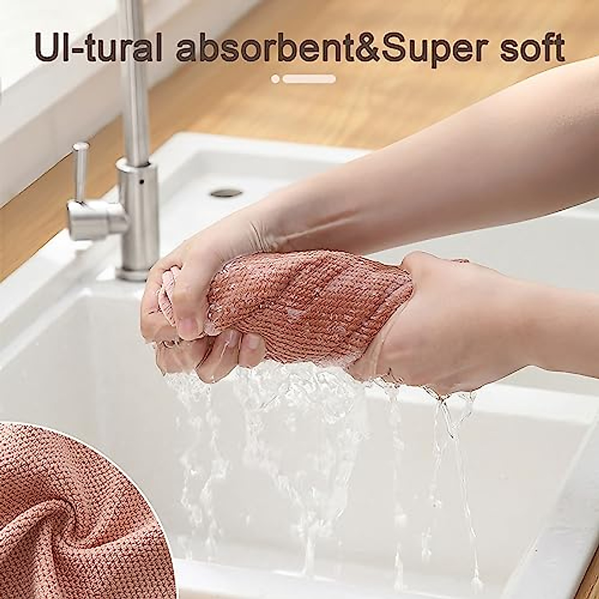 K&janet6am Dish Cloths for Washing Dishes, 6 Pack Kitchen Dish Cloths, Super Absorbent Microfiber Cleaning Cloth, Premium Waffle Dish Towels for Kitchen, 12x12 Inches