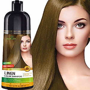 Herbishh Hair Color Shampoo - Magic Gray Hair Dye, Long-Lasting 3-in-1 Coloring Formula, 500ml, Ammonia-Free (Linen)