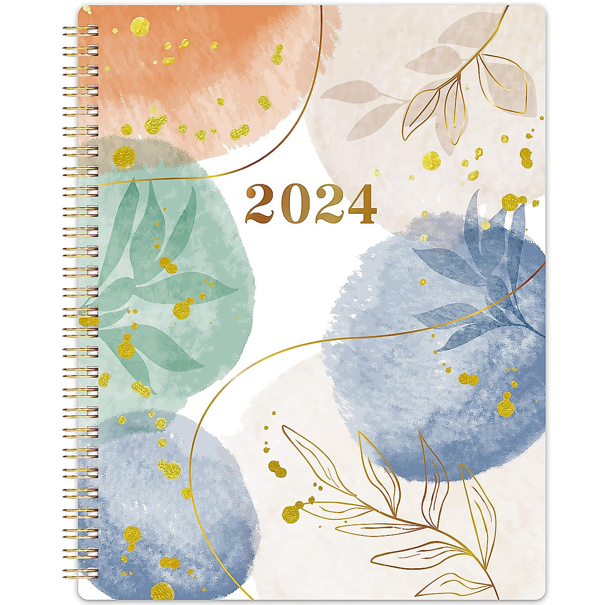 2024 Planner - Planner/Calendar 2024, Jan. 2024 - Dec. 2024, 2024 Planner Weekly and Monthly with Printed Tabs, 8" x 10", Flexible Cover with Thick Paper + Twin-Wire Binding - Waterink