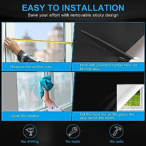 Preboun Portable Blackout Window Curtains 236" x 57" Blackout Blind Curtains Shades for Bedroom Baby Nursery Window, Dorm Room, Office Blackout Window Cover or Travel Use