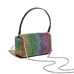 Crystal Cross Body Bags for Women Rhinestone Evening Purse Wedding Bags with Chain Prom Clutch Evening Bag Party Shoulder Bag (Colorful)