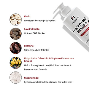 TOMUM Biotin Hair Growth Shampoo for Men and Women - Treatment for Thinning Hair and Hair Loss - Biotin,Caffeine & Saw Palmetto Enriched Formula for Hair Thickening and Regrowth DHT Blocker 13.5 FlOz