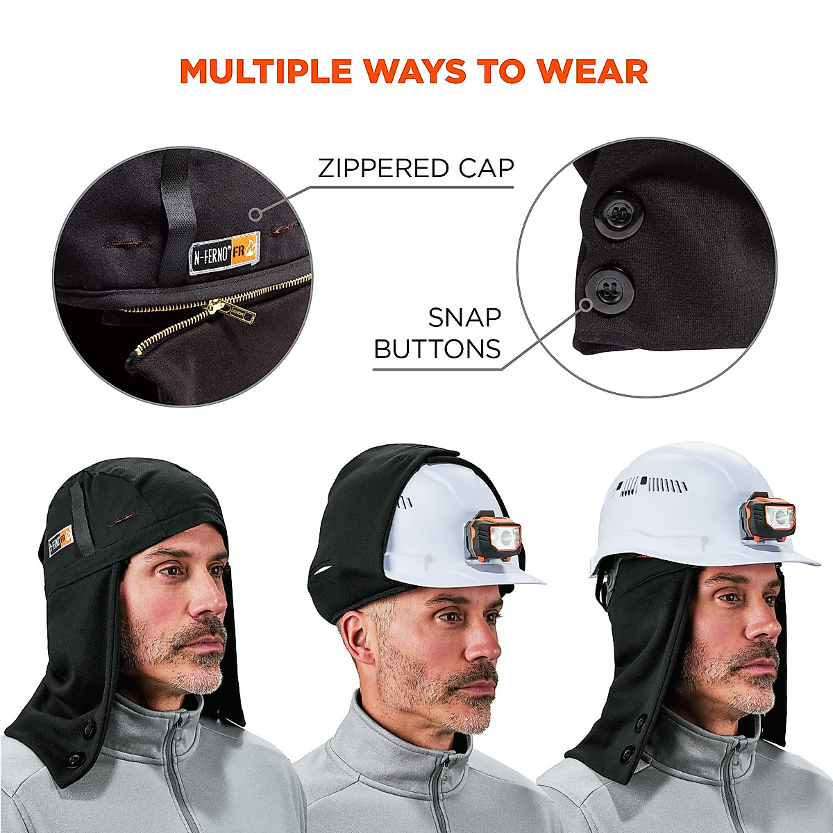 N-Ferno unisex-adult 6885 Hard Hat Winter Liner, FR Rated, Versatile Wear,Black,12.5 x 0.8 x 13.5 Inch