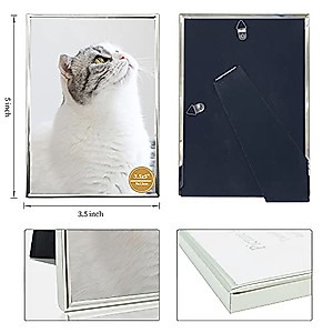 DECANIT 3.5x5 Picture Frame Metal, Thin Profile Photo Frame 3.5 by 5 Inch, Display for Wall or Tabletop,Silver