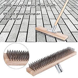 LIGEAROW Steel Brooms, 2PCS 11.8" Wire Broom Brush with Robust Metal Holder, Wire Broom Head with Socket for Wooden Handle, Metal Broom Garden Broom for Household Kitchen Catering Commercial-Silver