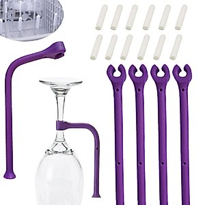 YouU Tether Silicone Dishwasher Attachment Silicone Stemware Saver Flexible Stemware Holder Dishwasher Wine Glass Protector，Universal Dishwasher Rack Tine Prong Repair End Cover Caps （Total 14pcs）
