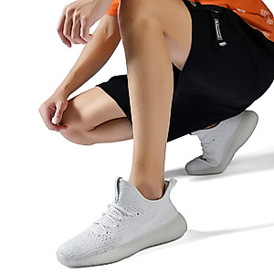 EFOBIH Walking Shoes for Men Breathable Mesh Comfort Athletic Work Gym Slip on Running Tennis Sneakers White US 8