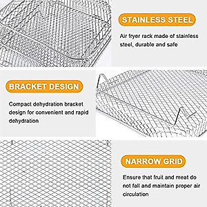 8 Inch Square Air Fryer Rack, Set of 3 Stackable Stainless Steel Dehydrator Rack, Square Racks Air Fryer Accessories for Cosori, Instant Vortex, Nuwave Air Fryer, Ninja Foodi Grill