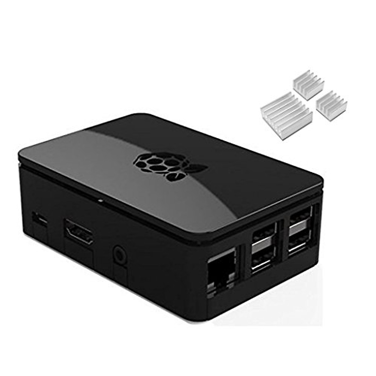 Black Protective Case/Box/Enclosure for Raspberry Pi Model B/ 2/3 with Aluminum Heatsink Cooler - Access to All Ports