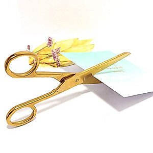 MultiBey Scissors Straight Recycled Stainless Steel 7" Copper Gold Multipurpose Fabric Leather Arts and Crafts Paper Shears Heavy Duty