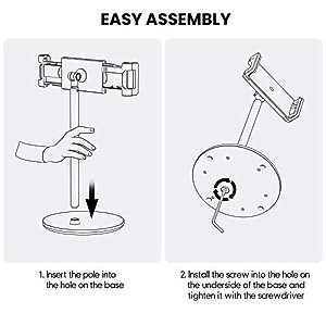 AboveTEK Tablet Stand Holder, 360 Swivel Angle Height Adjustable Cell Phone Holder for Desktop, Aluminum iPad Mount Fits 4.5"-13.5" Tablet/Phones Such as iPhone Samsung, iPad, Switch, Kindle(Silver)