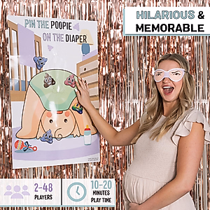 Pin the Poopie on the Diaper Boy Baby Shower Game - Hilarious Baby Shower Game with Vibrant Stickers - Perfect for Gender Reveal, Coed or Gender Neutral Party - Funny Baby Shower Idea for 48 Guests