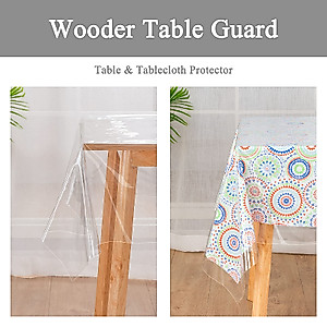 UMINEUX Clear Plastic Tablecloth Protector Heavy Duty Vinyl Table Cover 100% Waterproof Oil Proof Wipeable for Indoor Outdoor Dining Table Use(54x54 Inch, Square)