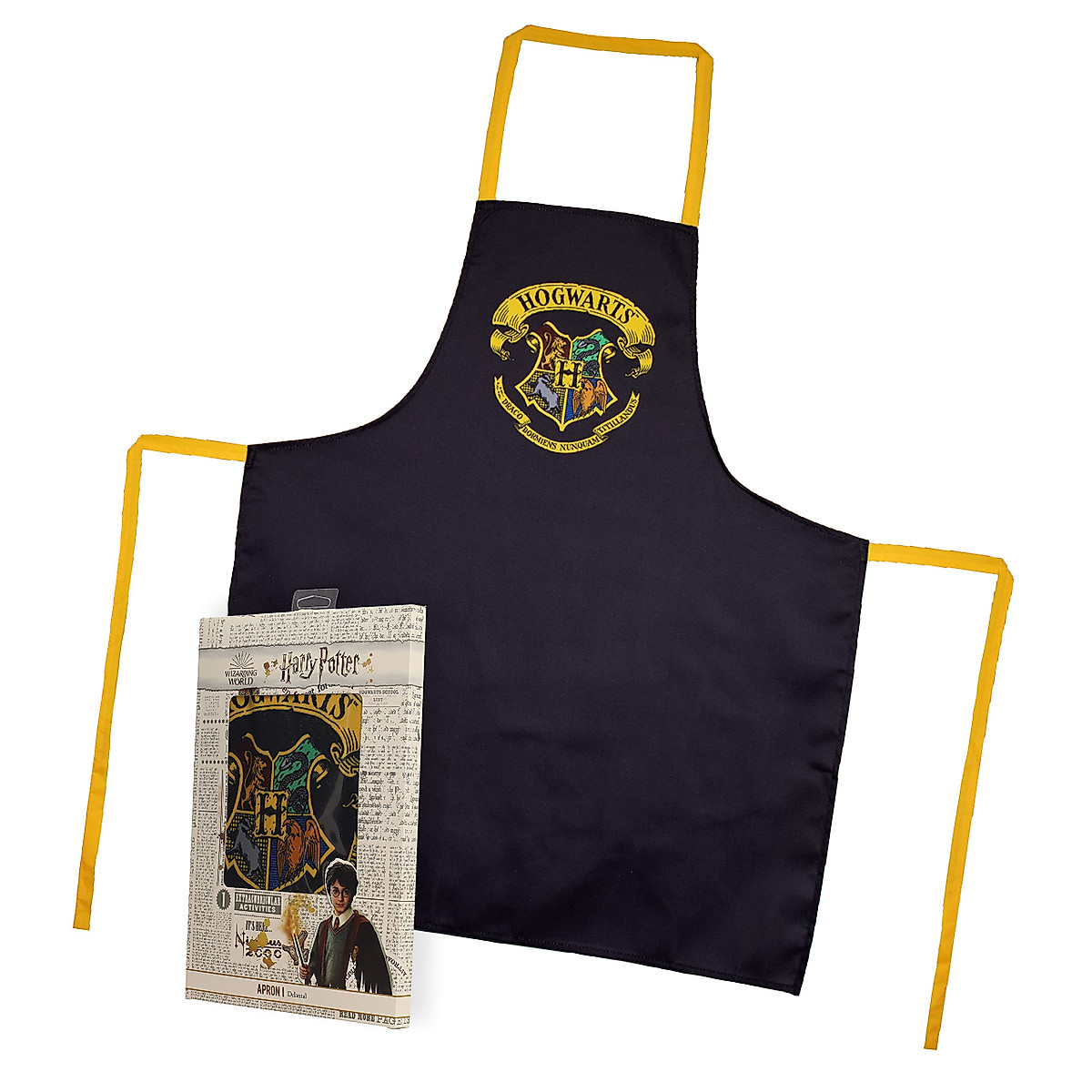 SD Toys Unisex Delantal Escudo Hogwarts Harry Potter Hogwarts Coat of Arms Harry Potter Black Apron, Único