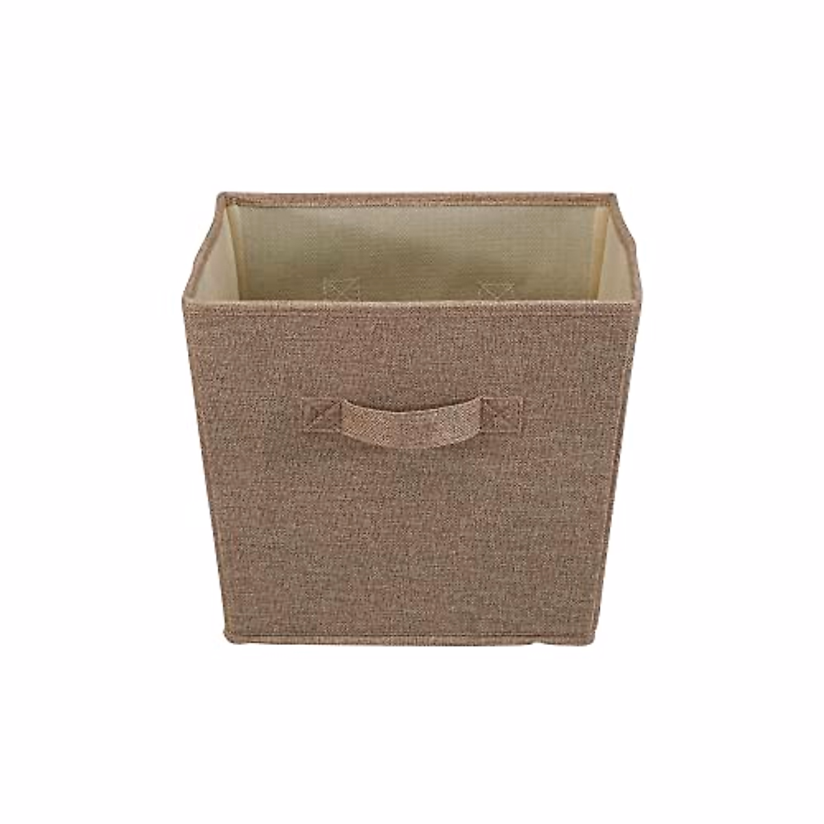 Household Essentials Medium Fabric Storage Bins 2 Pack, Storage Bins with Handles, Poly Linen Fabric with Wire Framing, Great for Shelving Organization, Latte Linen