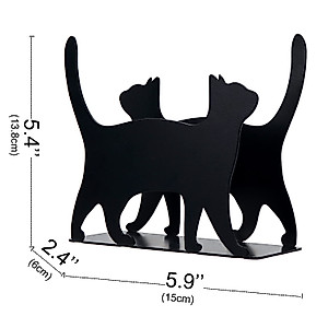 SOFFEE DESIGN Iron Vertical Cat Napkin Holder, Animal Shadow Napkin Stand Convenient Desktop Storage Decoration, Adorable Paper Towel Dispenser for Kitchen Countertops, Dining Table, Black
