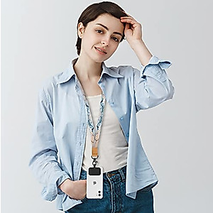 Cell Phone Lanyard, Detachable Keychain Wristlet Phone Strap Lanyard Crossbody Neck Cool Lanyards for Phone Case Universal, 6 Piece Set, Golden Blue Marble