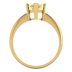 Clara Pucci 2.50 ct Marquise Cut Solitaire Yellow Simulated Diamond Engagement Bridal Promise Anniversary Ring 18K Yellow Gold Size 3.5