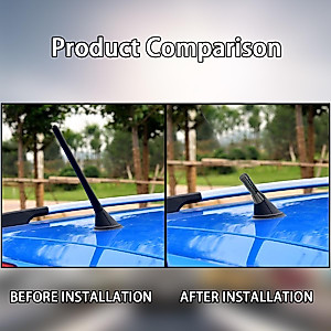 zipelo Car Short Antenna, 1.37" Carbon Fiber Short Antenna, Aluminum AM/FM Radio Signal Roof, Compatible for Most Vehicle Models, Universal Replacement Exterior Auto Accessories (Black)