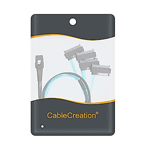 CableCreation Mini SAS Cable with SATA Power, Internal Mini SAS 36 Pin to 4 x 29 Pin Cord with SATA Power, SFF-8087 to SFF-8482 Cable, 3.3 FT