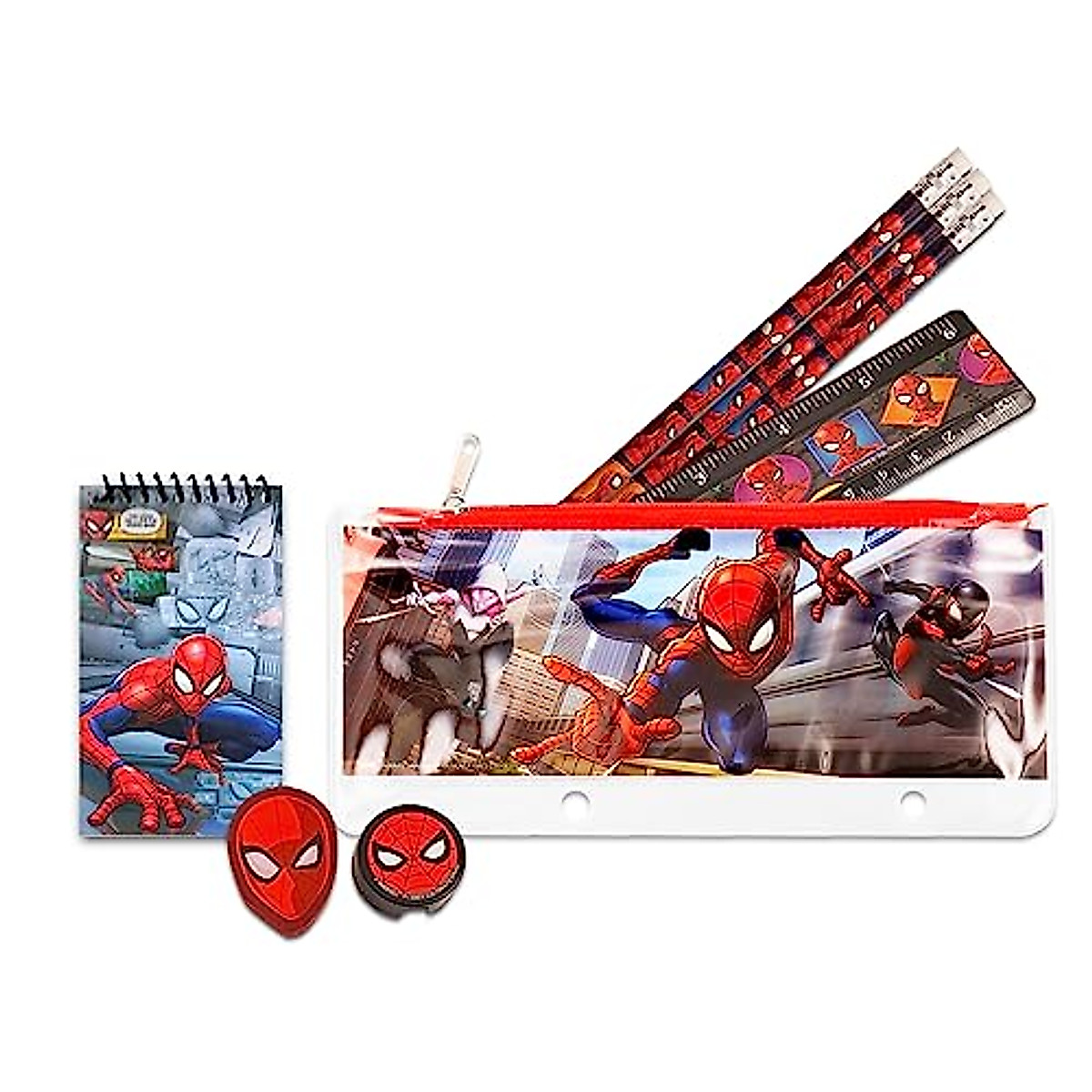 Marvel Spiderman Backpack Set - 10+ pc Spiderman School Bundle with Backpack, Pencil Bag, More (Marvel Spiderman School Supplies)