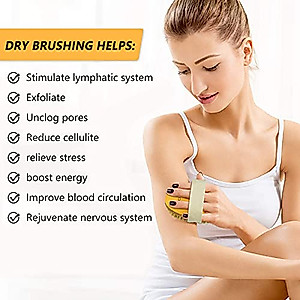 Dry Brushing Body Brush, POPCHOSE Dry Brush, Exfoliating Body Brush, Natural Bristle Shower Brush for Body Flawless Skin, Cellulite Treatment, Lymphatic Drainage, Blood Circulation Improvement