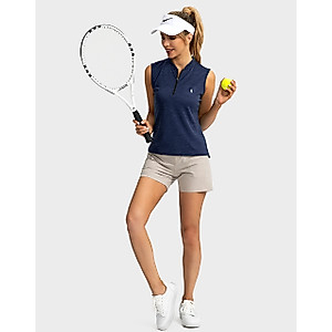SANTINY Women's Sleeveless Golf & Tennis Polo Shirt - Quick Dry, Lightweight Tank Top (Navy, S)