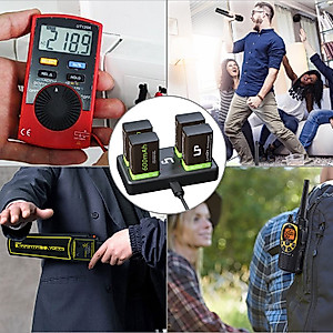 LP Rechargeable 9V Lithium Batteries - 600mAh Long Lasting LI-ion Batteries with Micro USB Charging Station - 4-Pack 9 Volt Batteries