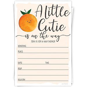 Little Cutie Baby Shower Invitations (20 Count) With Envelopes - Gender Neutral or Girl Baby Shower