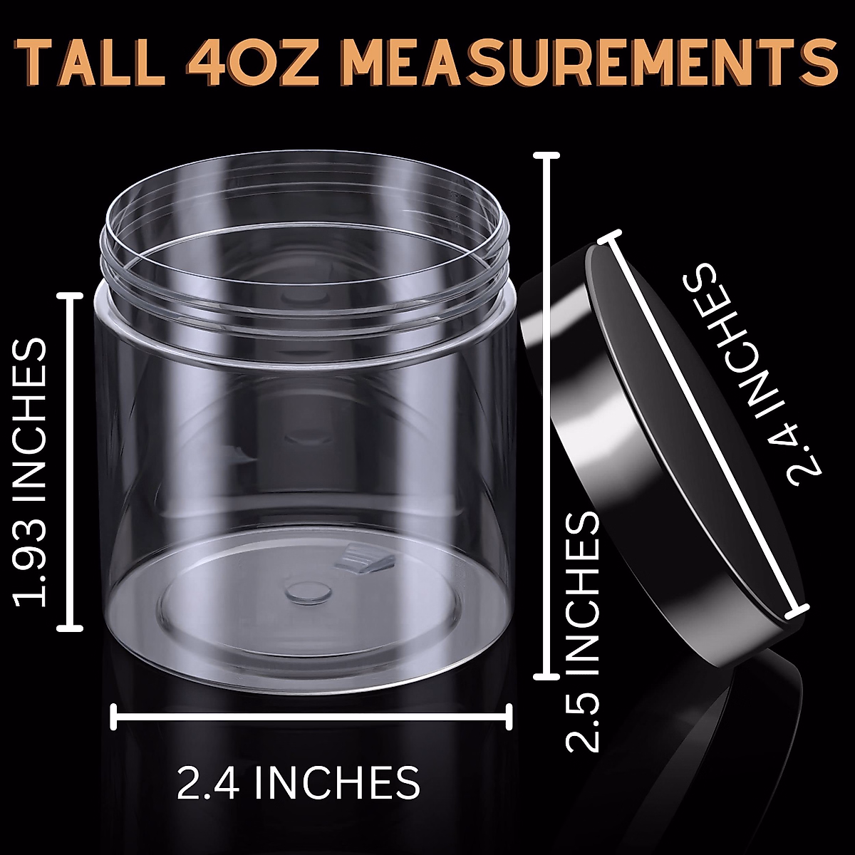 ZAVBE 4oz Container with Lids 50 Pack Clear Plastic Round Storage Jars Tall Height 6.2cm for Refillable Liquid and Solid Body butter