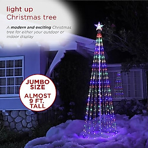 Alpine Corporation Large Tower Christmas Tree with Multi-Functional LED Lights