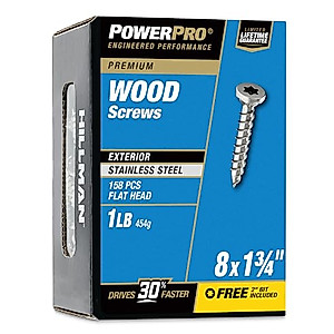 Power Pro Premium 305 Stainless Steel Wood Screws (#8 x 1-3/4") - 1lb Box