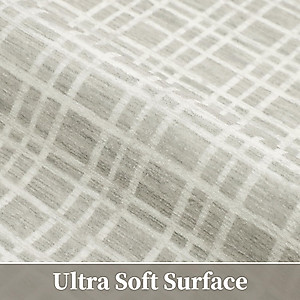 GarveeHome Area Rugs for Living Room 8x10 Washable Rug Modern Plaid Area Rugs for Bedroom Indoor Soft Faux Wool Floor Cover Non-Slip Low Pile Accent Rug for Dining Room Nursery Home Office Light Grey