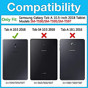 Bkinew Tablet Case for Samsung Galaxy Tab A 10.5-inch 2018 SM-T590/SM-T595/SM-T597 with Screen Protector 360 Rotating Kickstand and Hand/Shoulder Strap Rugged Protective Cover, Black