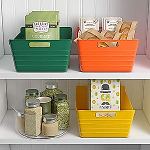 ECR4Kids Bendi-Bins with Handles, Multipurpose Flexible Plastic Storage Baskets, Stackable Baskets, Soft Plastic Storage Bin, 13in x 10in, 6-Piece - Assorted