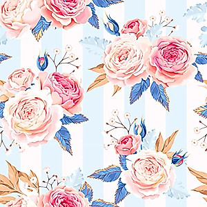 Yullpaper Pink Floral Wallpaper Peel and Stick Wallpaper Floral Contact Paper for Cabinets Walls Shelf Liner Peony Flower Wallpaper Botanical Wallpaper Removable Self Adhesive Wallpaper 17.5"x80"
