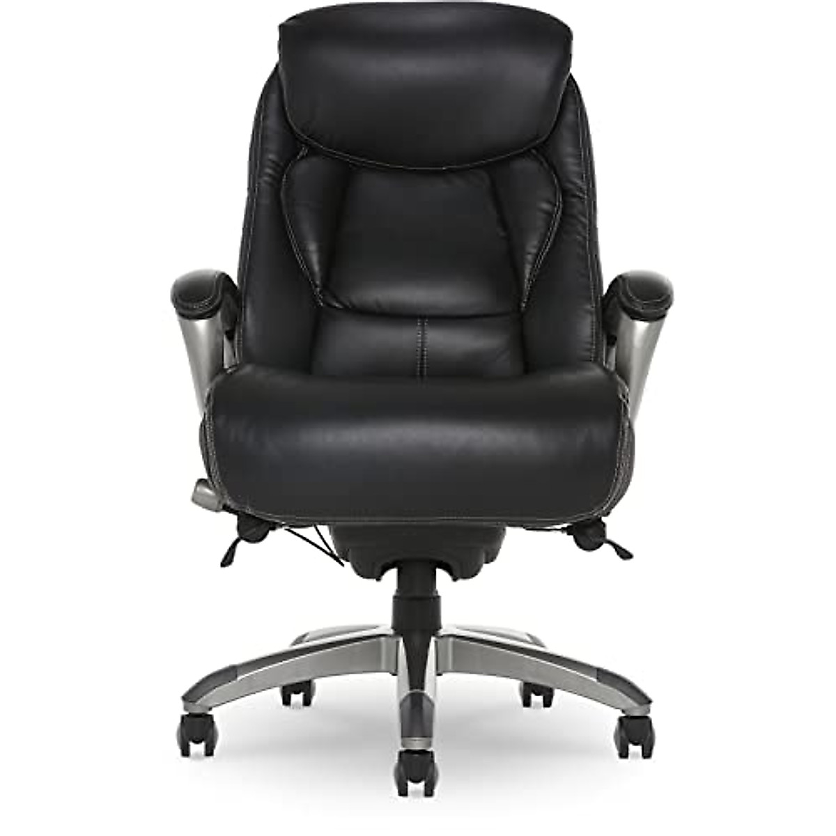 Serta Executive Office Smart Layers Technology, Leather and Mesh Ergonomic Computer Chair with Contoured Lumbar and ComfortCoils, Opportunity Gray