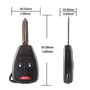 OCPTY 2 Uncut Blade Blank Key Remote Shell Case shell Replacement for Chrysler for Dodge for Jeep 3 Buttons