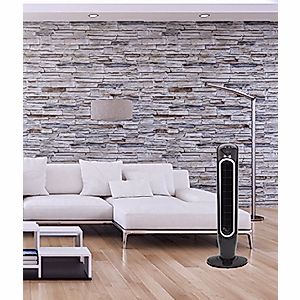 Genesis Powerful 40 Inch 360 Degree Oscillating Tower Fan With Max Air Quiet Technology And Remote, Black (A2TOWERFAN360)