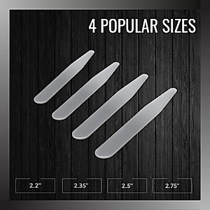 Quality Stays Metal Collar Stays for Men – 40 Collar Stays for Men's Dress Shirts - 4 Sizes